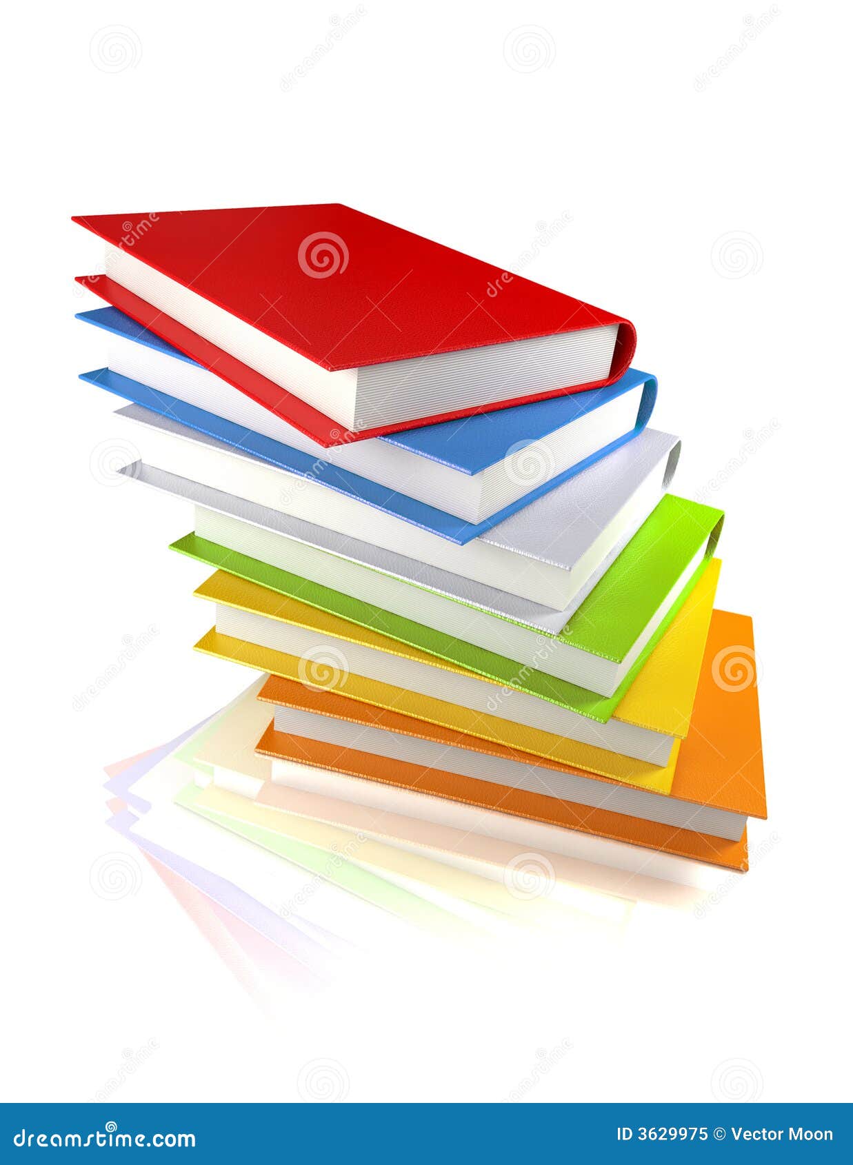 Colored Books on Glossy White Stock Image - Image of study, readings ...