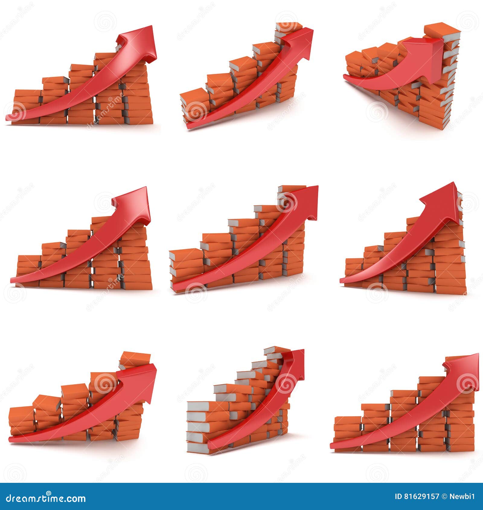 Colored Books Graph with Red Arrow Stock Illustration - Illustration of ...