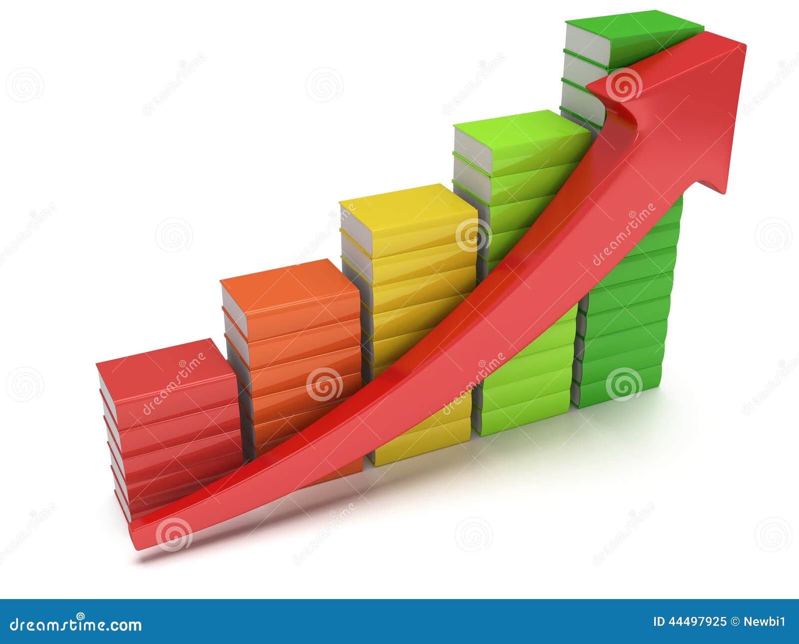 Colored Books Graph with Red Arrow Stock Illustration - Illustration of ...
