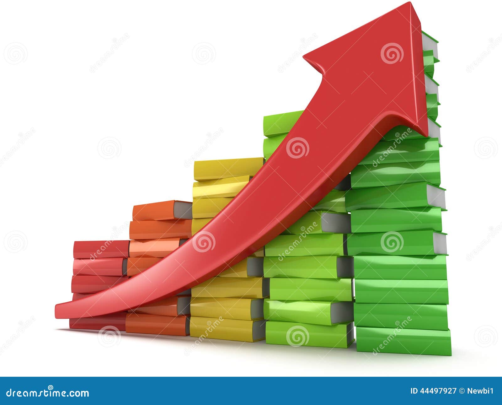 Colored Books Graph with Red Arrow Stock Illustration - Illustration of ...