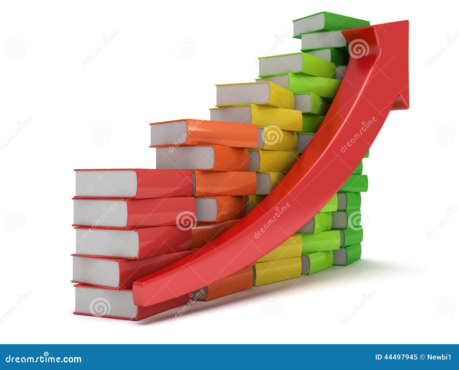 Colored Books Graph with Red Arrow Stock Illustration - Illustration of ...