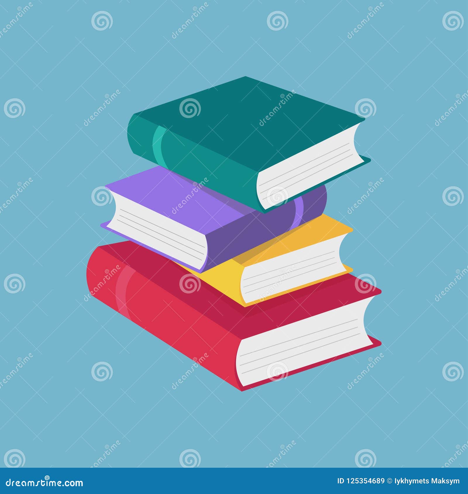 Colored Books Icons Set in Flat Design Style Isolated. Concept for ...