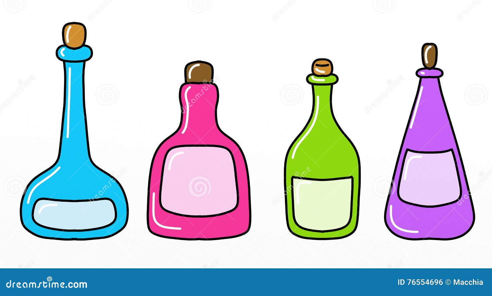 Colored bottles stock illustration. Illustration of labels - 76554696
