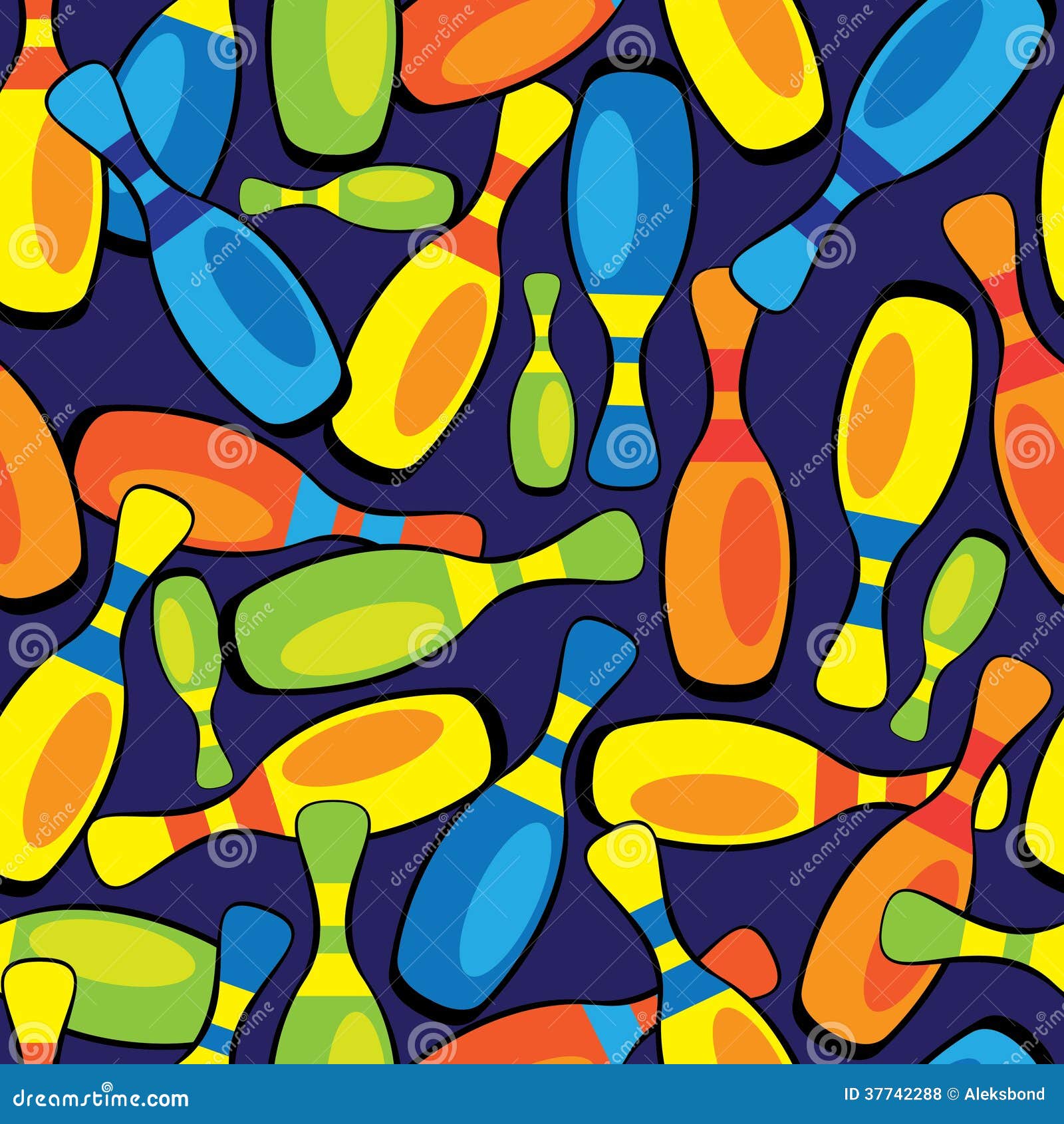 Colored Bowling on Blue Seamless Pattern Stock Vector - Illustration of ...