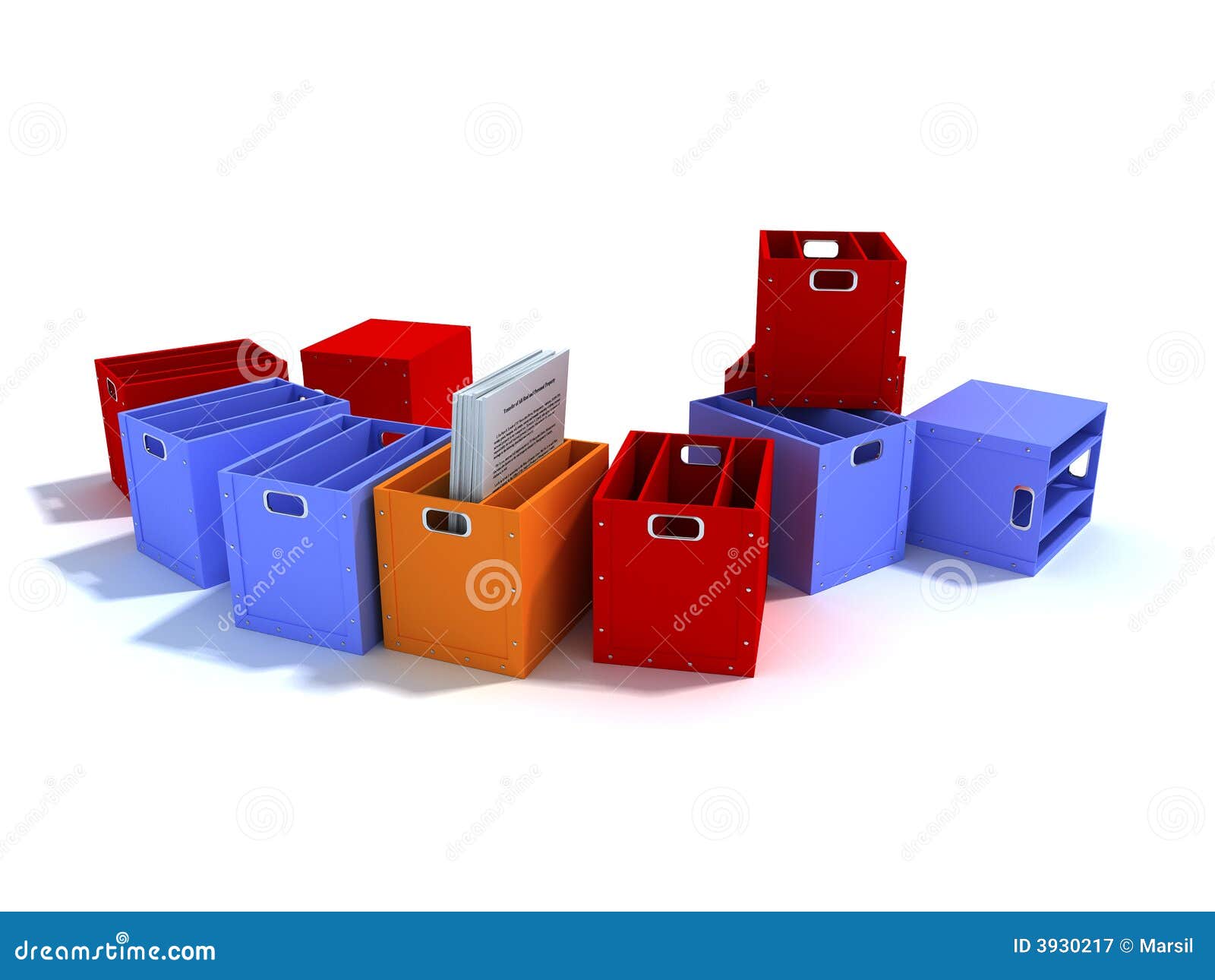 Colored Boxes for the Office Stock Illustration - Illustration of boxes ...