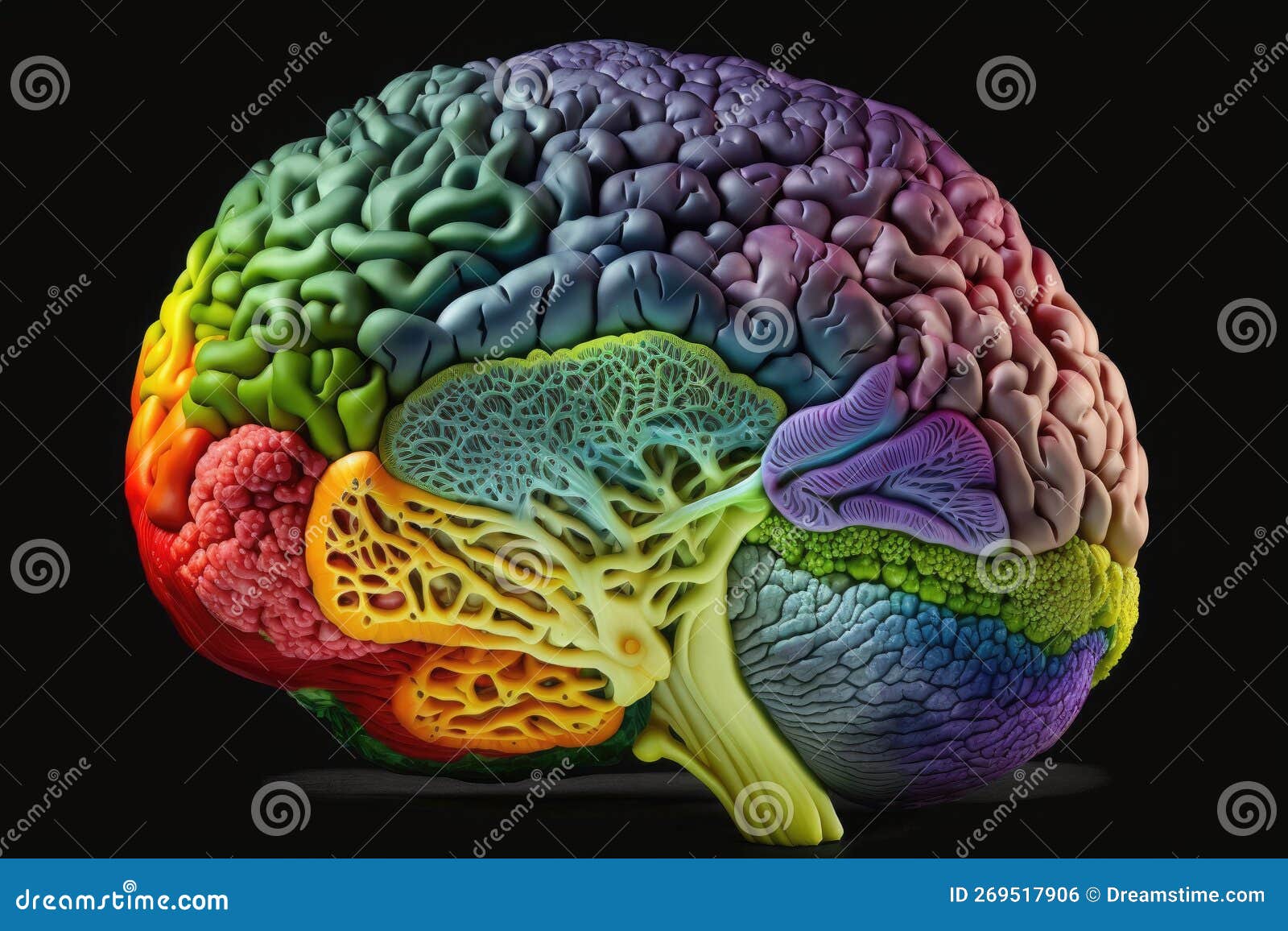 Colored Brain Containing and Labeling Vital Vitamins for Development ...
