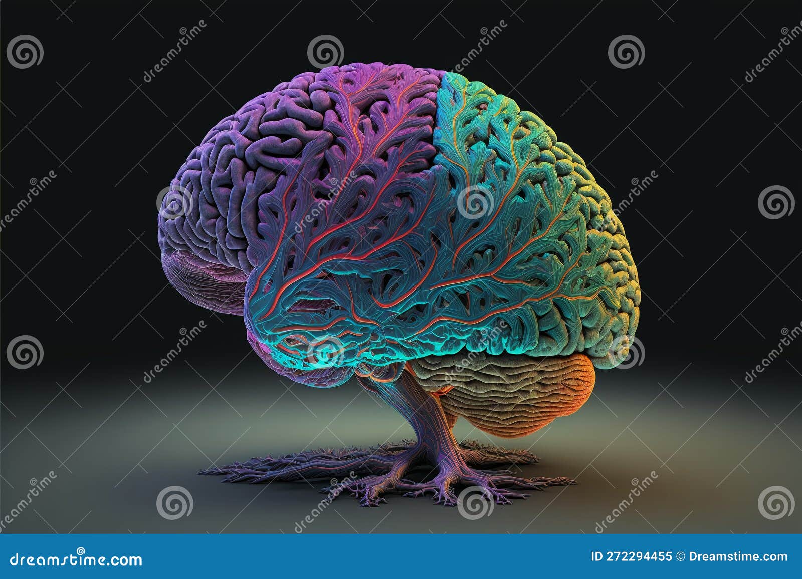 Colored Brain, Creative Technology Human Brain With Neural Bonds, Idea ...