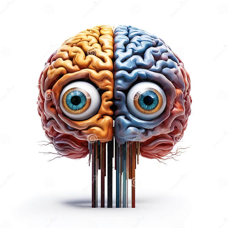 A Colored Brain with Eyes, a Human Mind. Stock Illustration ...