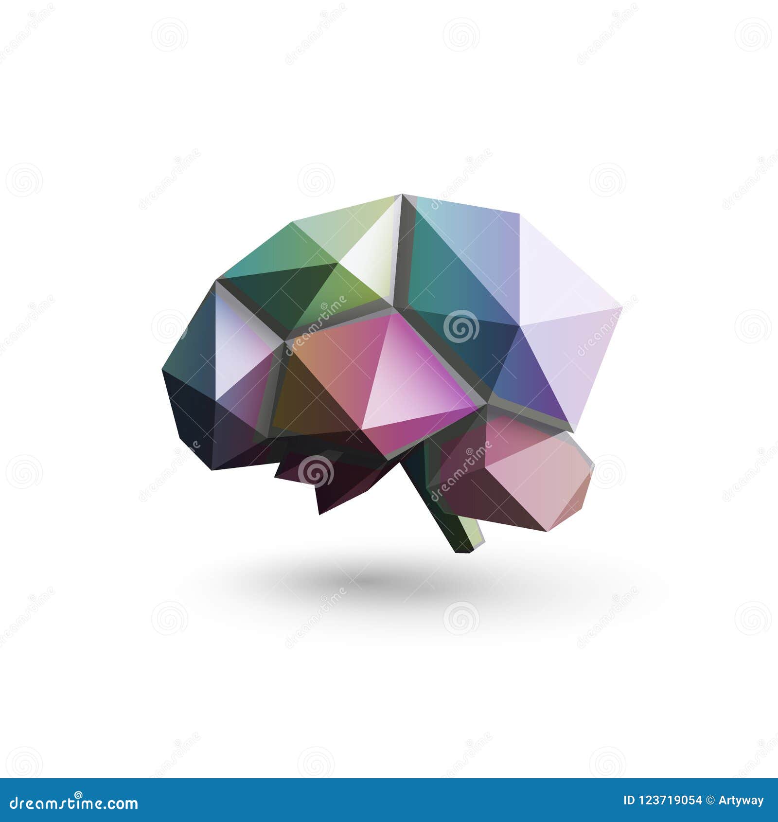 Colored Brain Vector Drawing Illustration Side View Comic Style On ...
