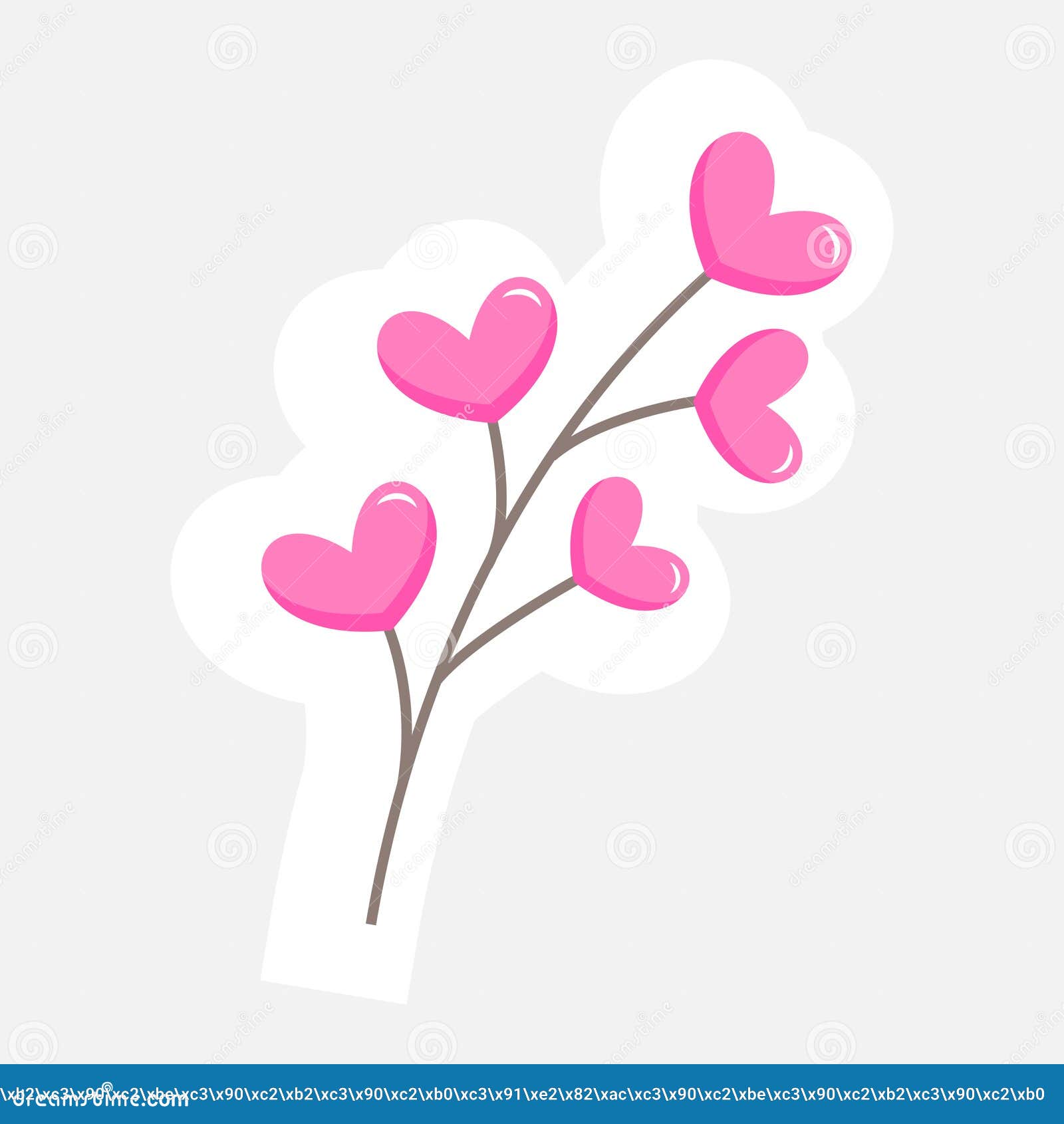 Colored Branch of Hearts Sticker. Vector Illustration Stock Vector ...