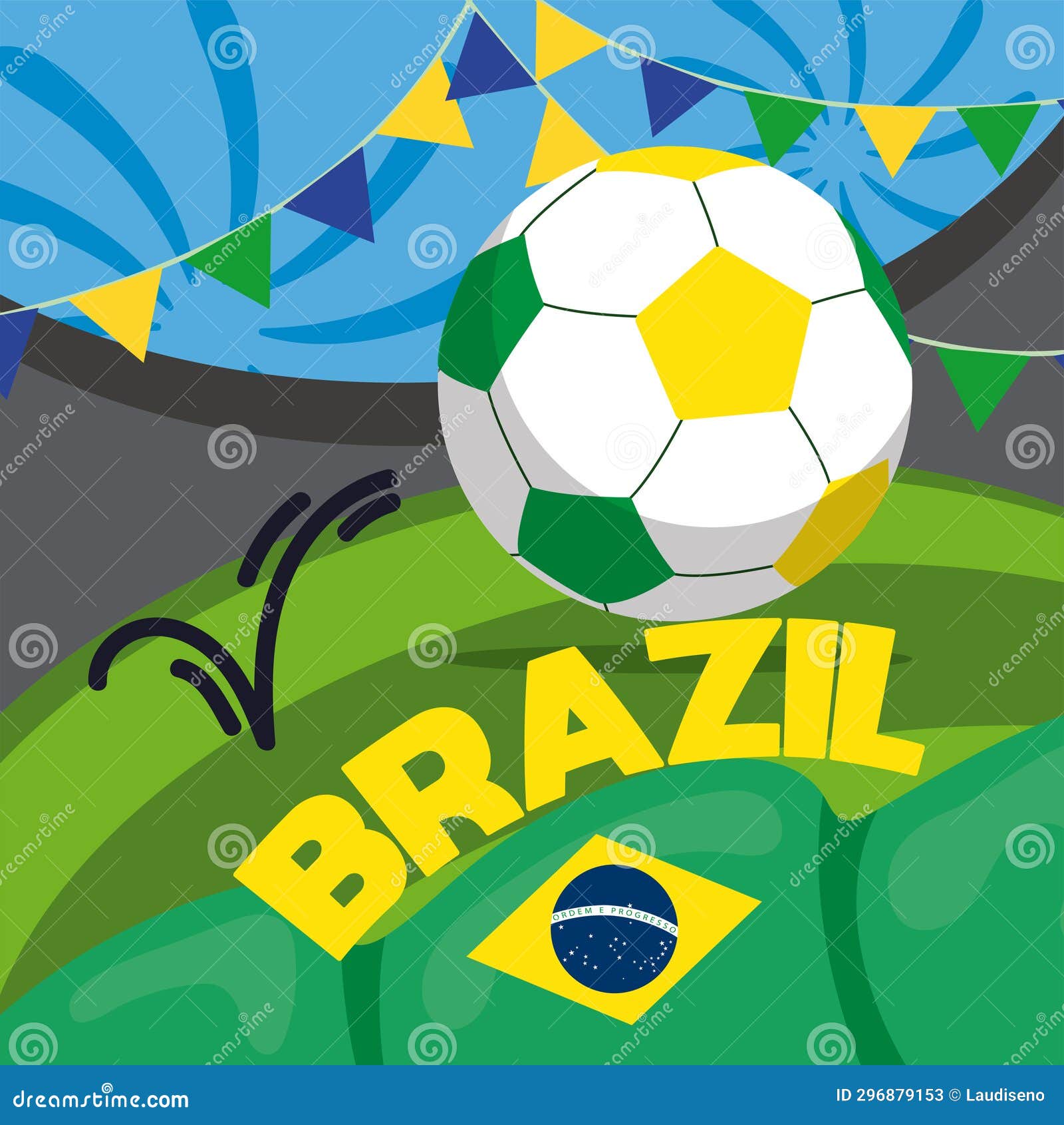 Colored Brazil and Soccer Background Vector Stock Vector - Illustration ...