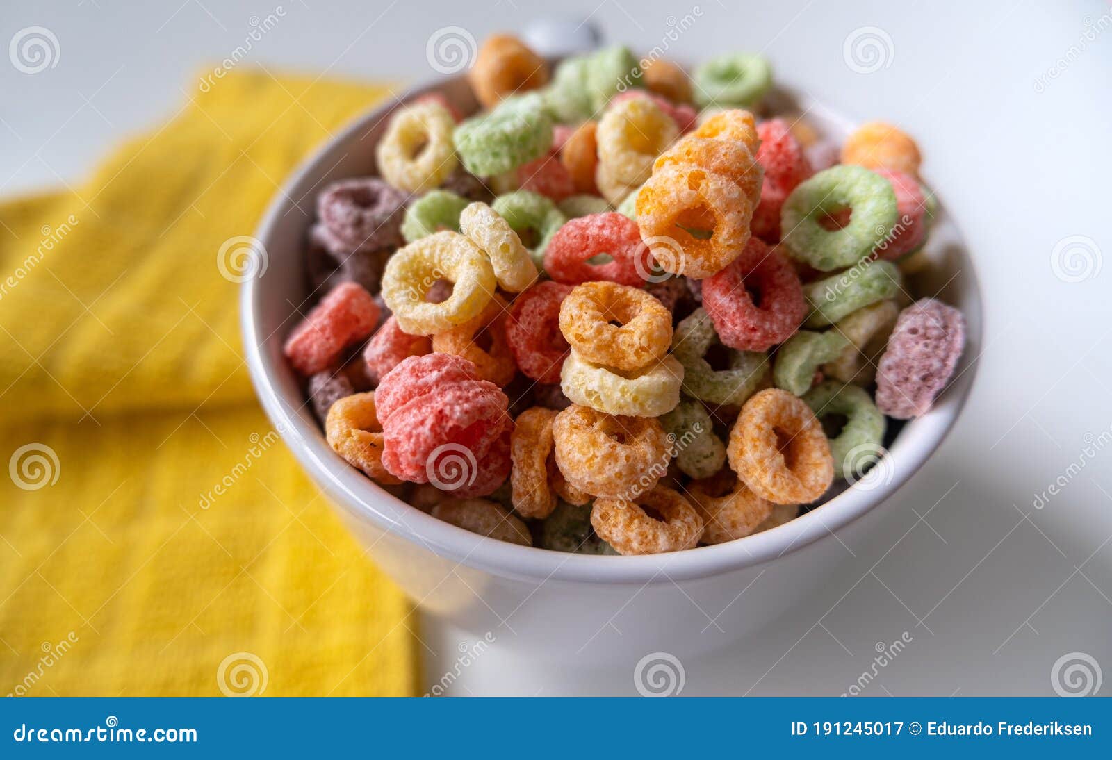 Colored Breakfast Cereal Bowl Close Up Stock Image - Image of lunch ...