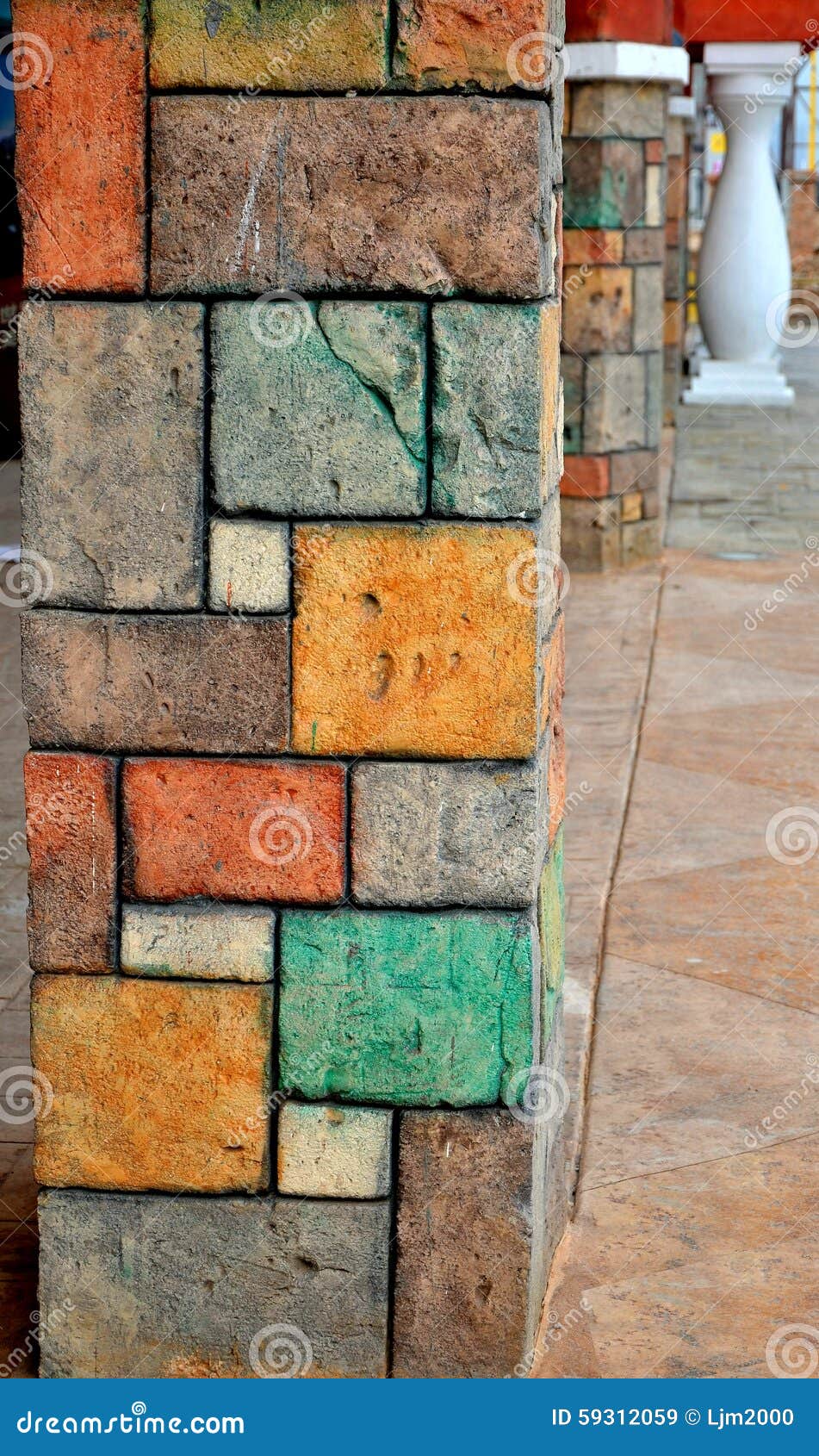 Colored brick columns stock image. Image of stone, block - 59312059