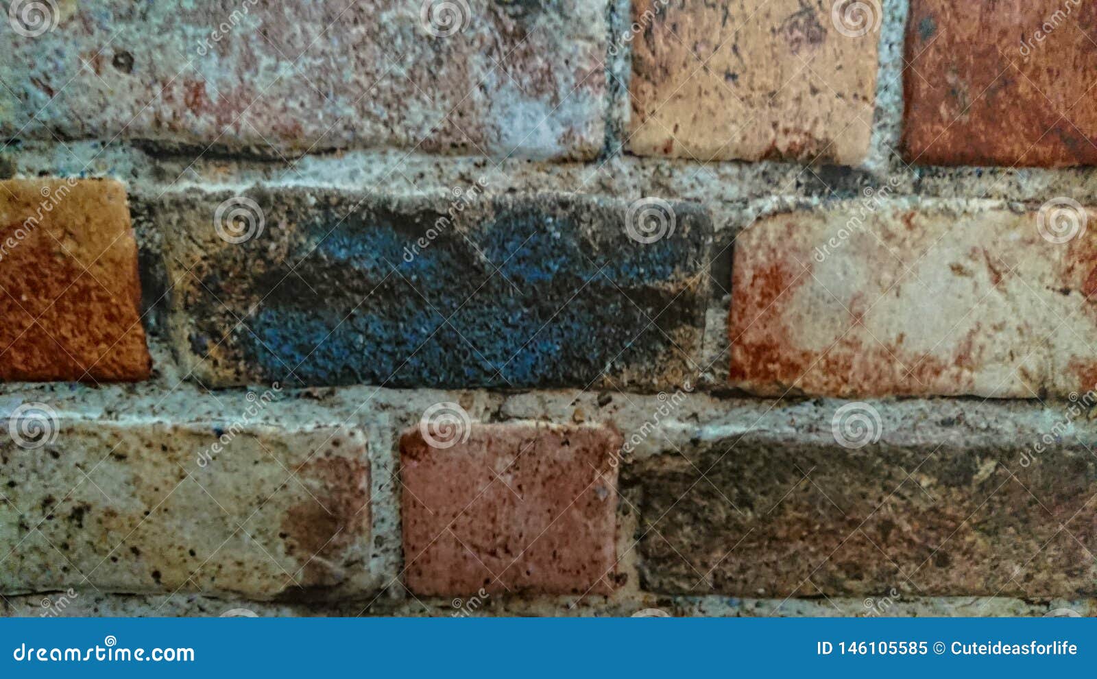 The Colored Brick Wall Texture Background Stock Image - Image of paint ...