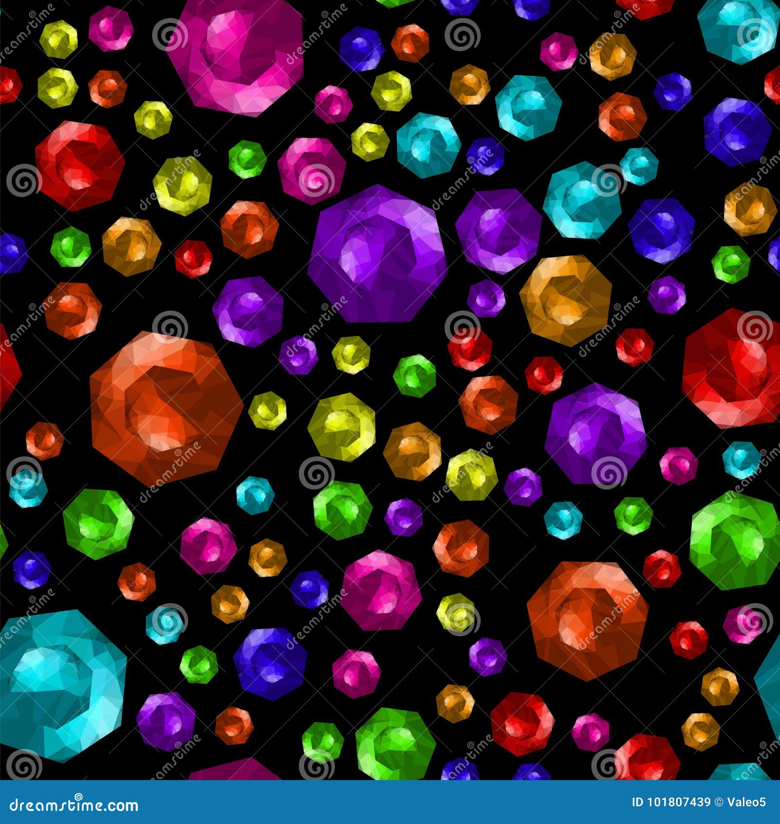 Colored Brilliant Cut Gems Seamless Pattern Stock Illustration ...