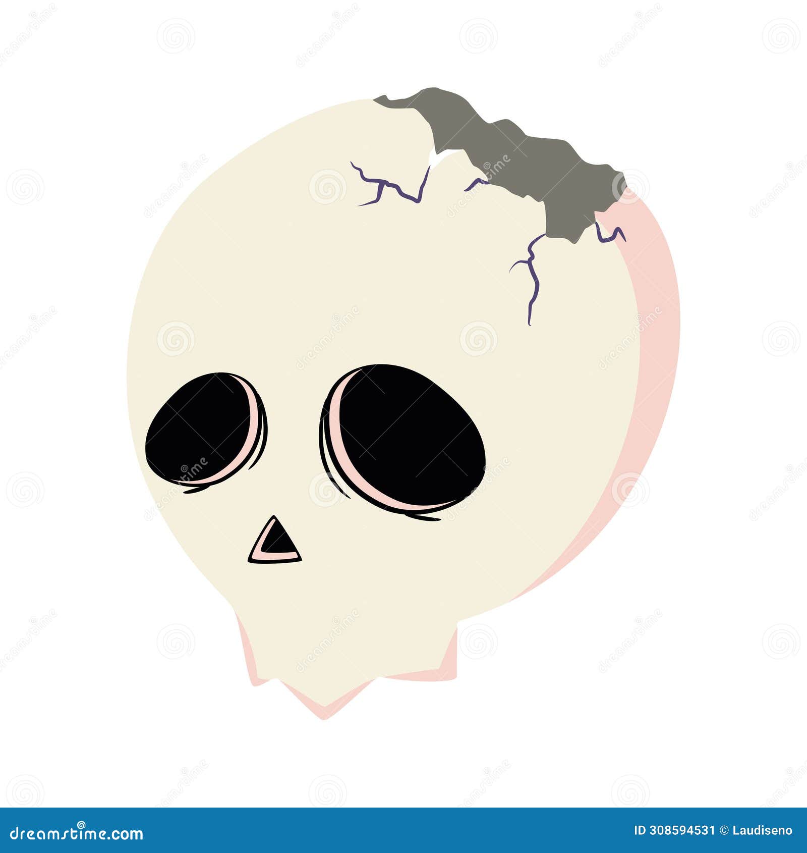 Colored Broken Skull Vector Stock Vector - Illustration of skull, head ...