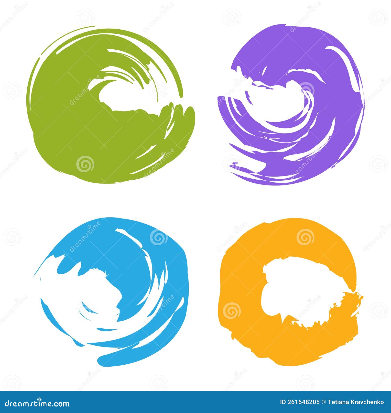 Colored Brush Circles. Round Shape. Round Frame Set. Vector Illustration. Stock Image Stock ...