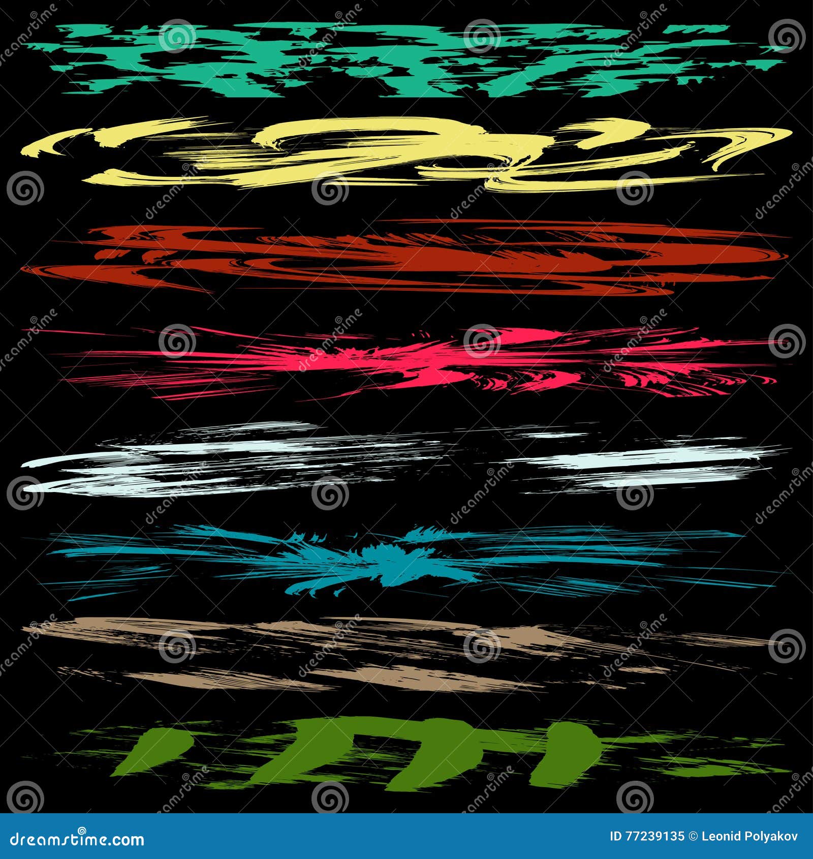 Colored Brush Strokes a Beautiful Collection for Design Stock Vector ...