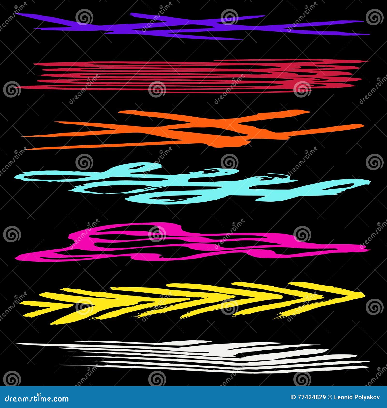 Colored Brush Strokes a Beautiful Collection for Design Stock Vector ...