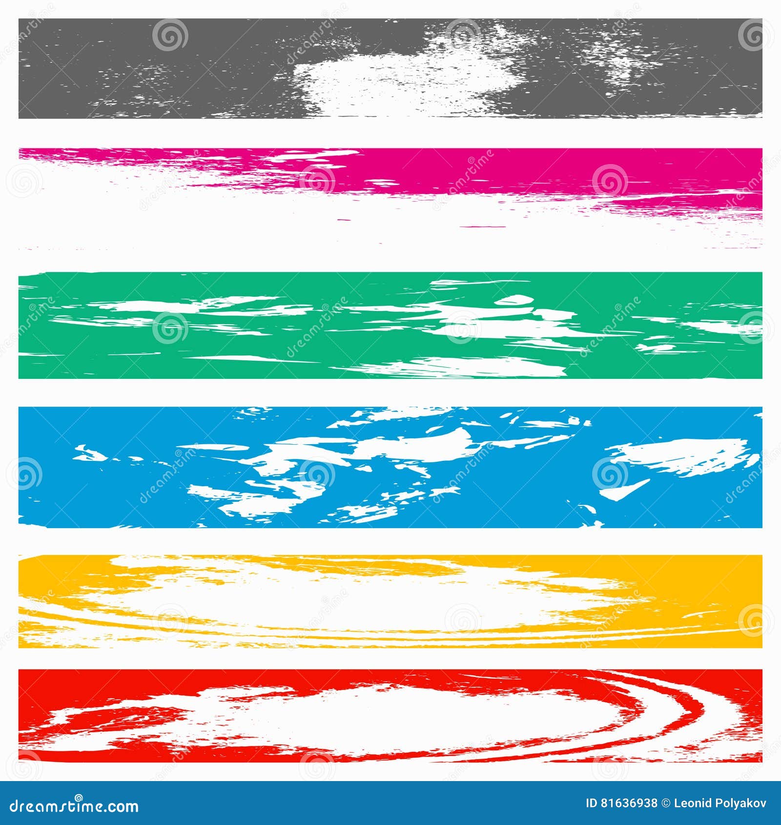 Colored Brush Strokes a Beautiful Collection for Design Stock Vector ...