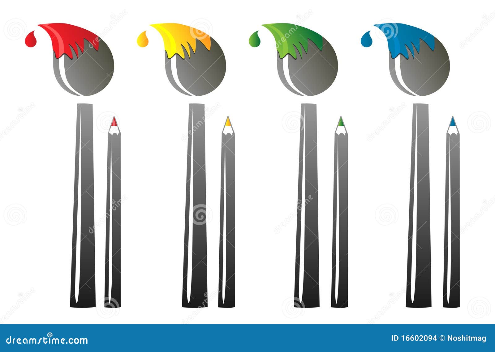 Colored brushes stock vector. Illustration of skill, decorative - 16602094