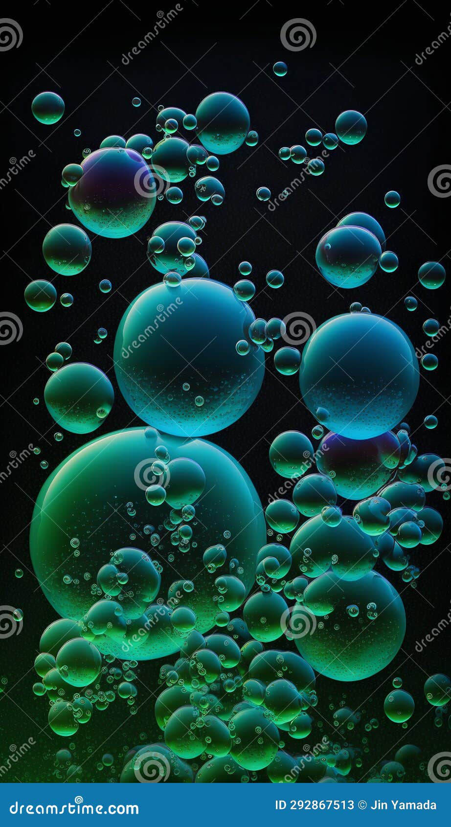 Colored Bubbles on a Dark Background. Abstract Background. 3D Rendering ...