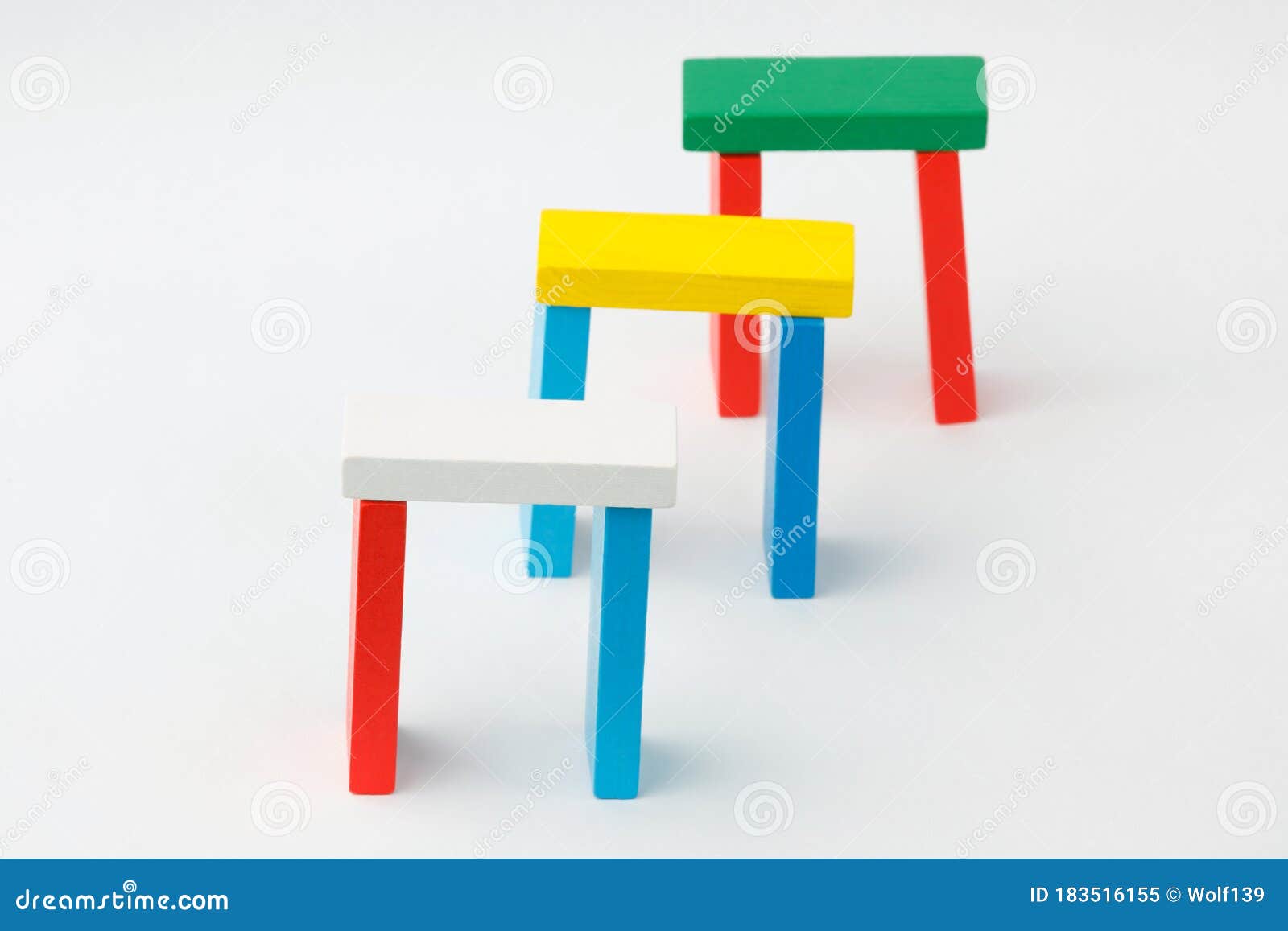 The Colored Building of the Blocks of Wood Stock Image - Image of white ...