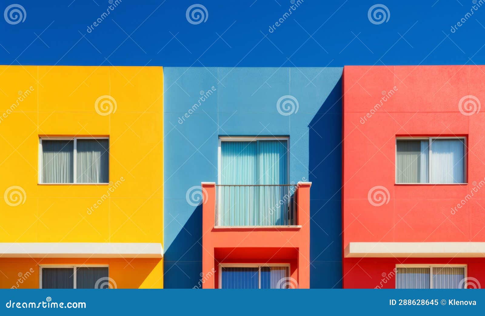 Colored Buildings. Abstract Modern Architecture, Minimalistic Style ...