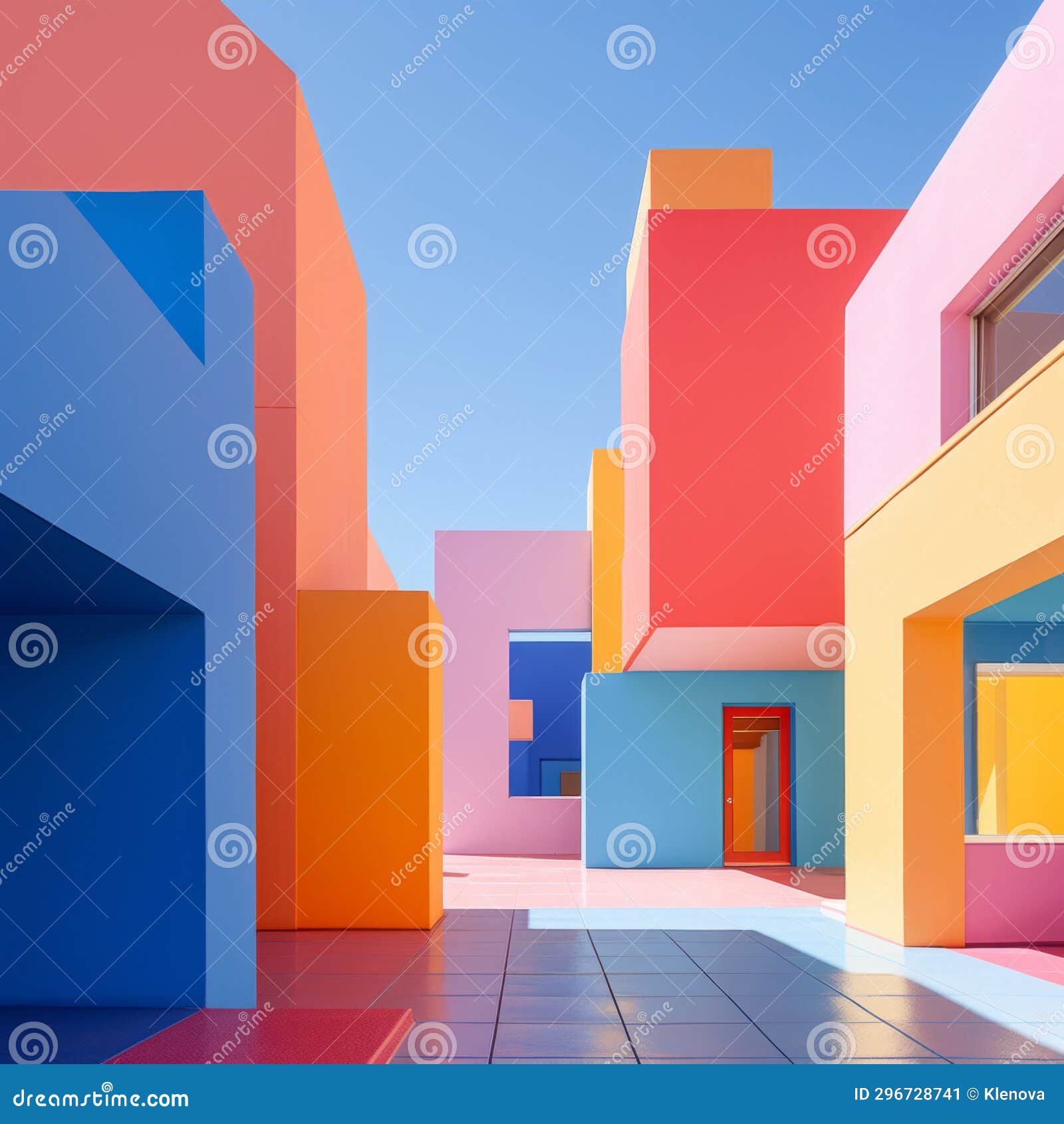 Colored Buildings. Abstract Modern Architecture, Minimalistic Style ...