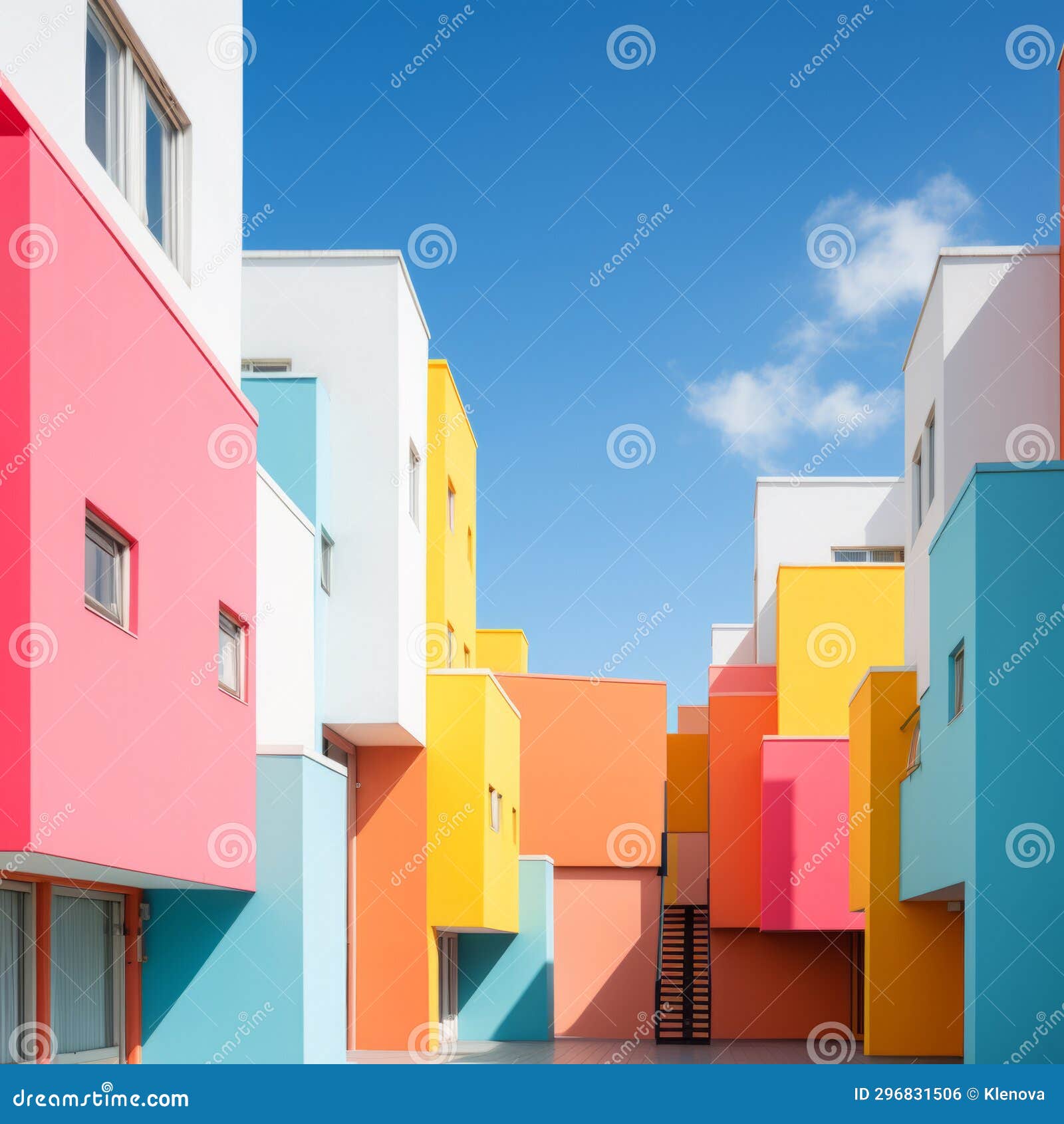 Colored Buildings. Abstract Modern Architecture, Minimalistic Style ...