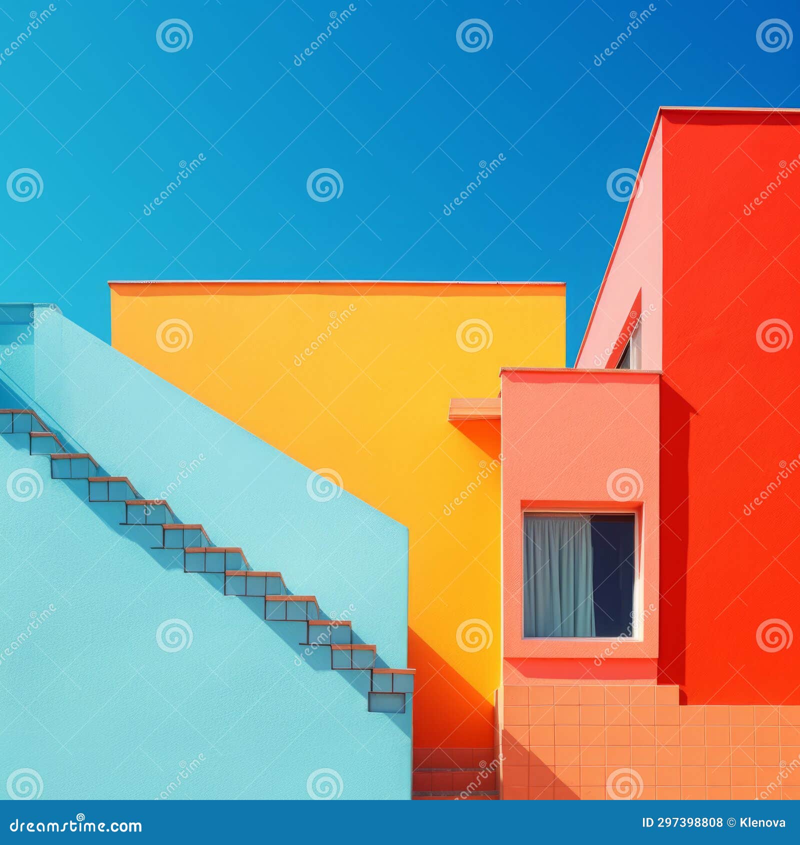 Colored Buildings. Abstract Modern Architecture, Minimalistic Style ...