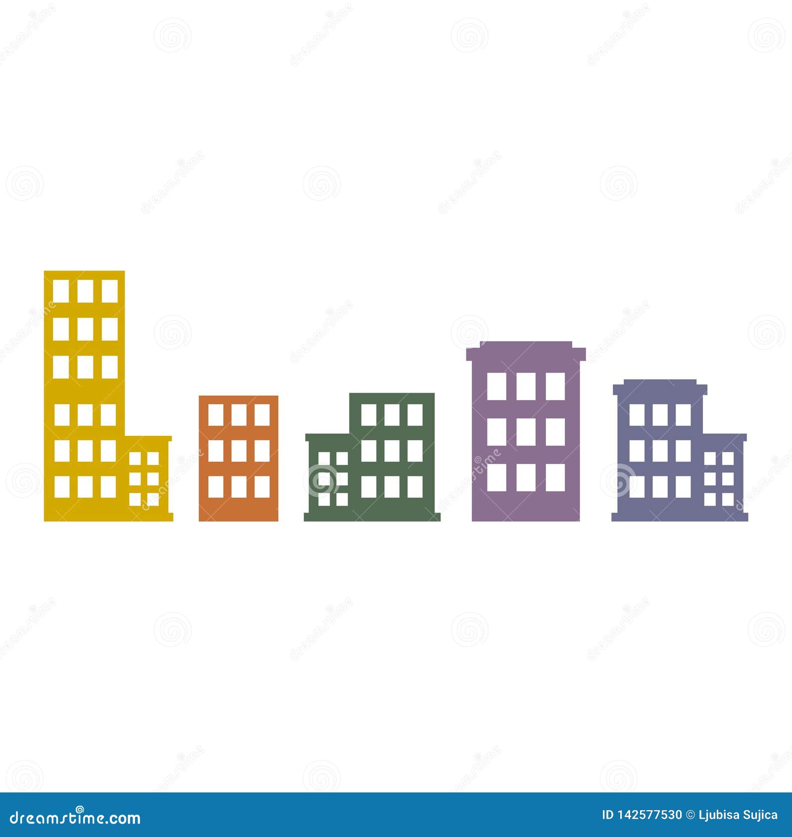 Colored Buildings, Flat Style Stock Vector - Illustration of home ...