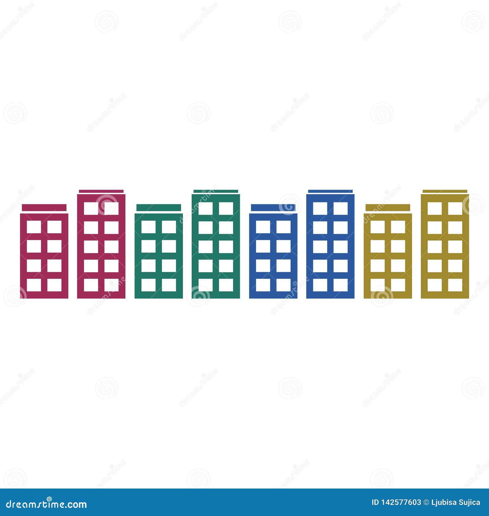 Colored Buildings, Flat Style Stock Vector - Illustration of city ...