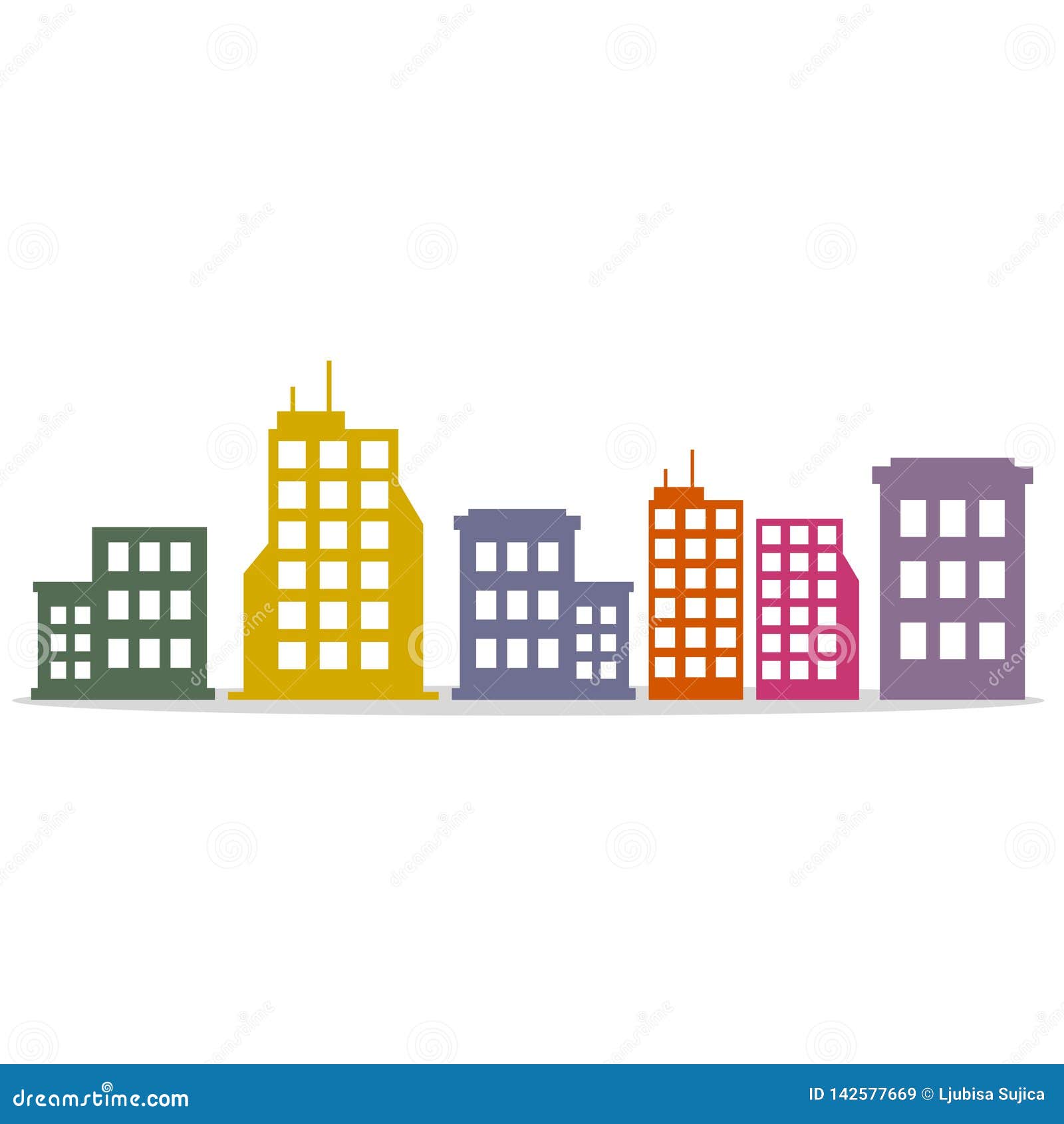 Colored Buildings, Flat Style Stock Vector - Illustration of isolated ...