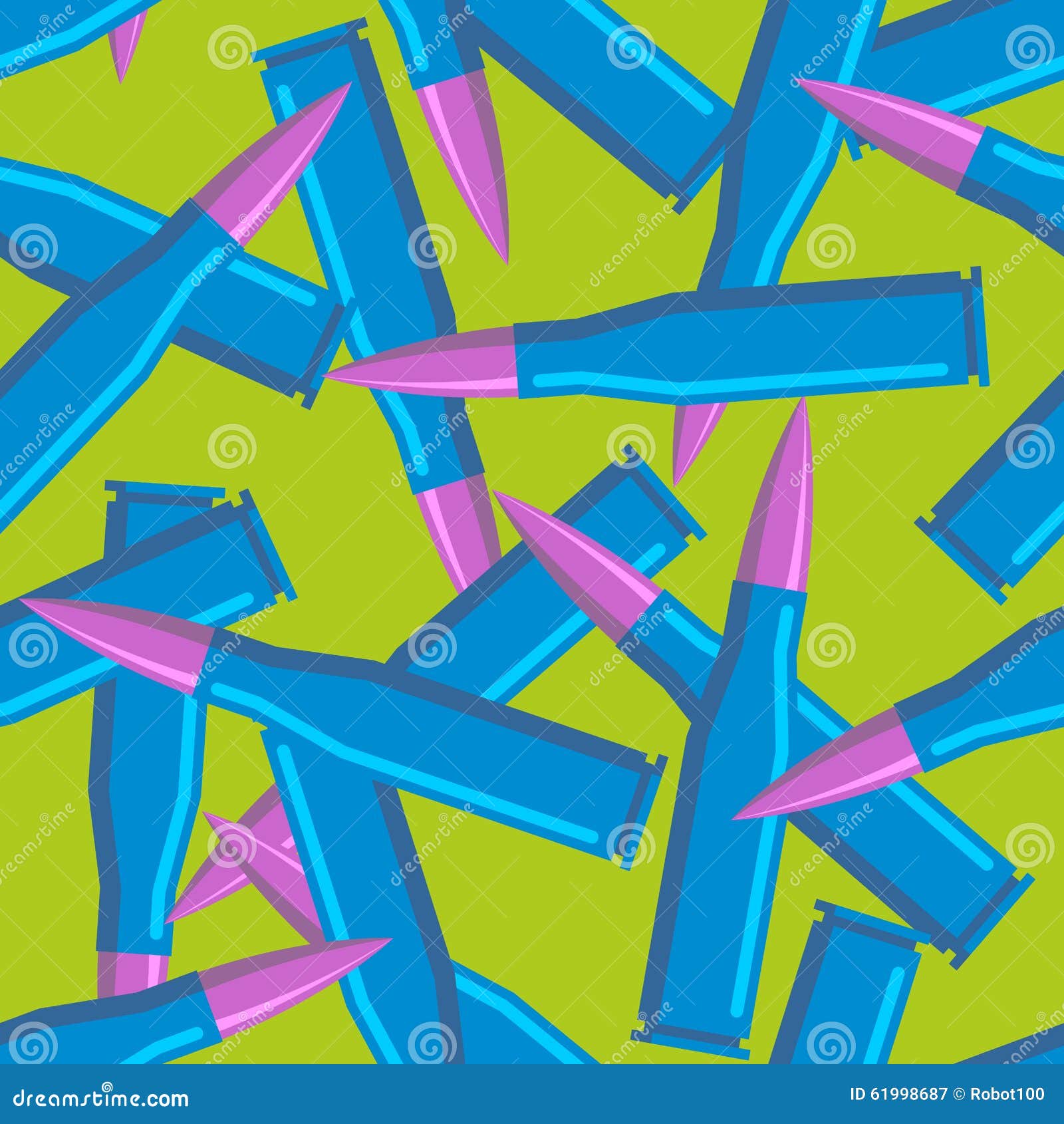 Colored Bullets for Hippies. Blue Military Ammo Texture. Stock Vector ...