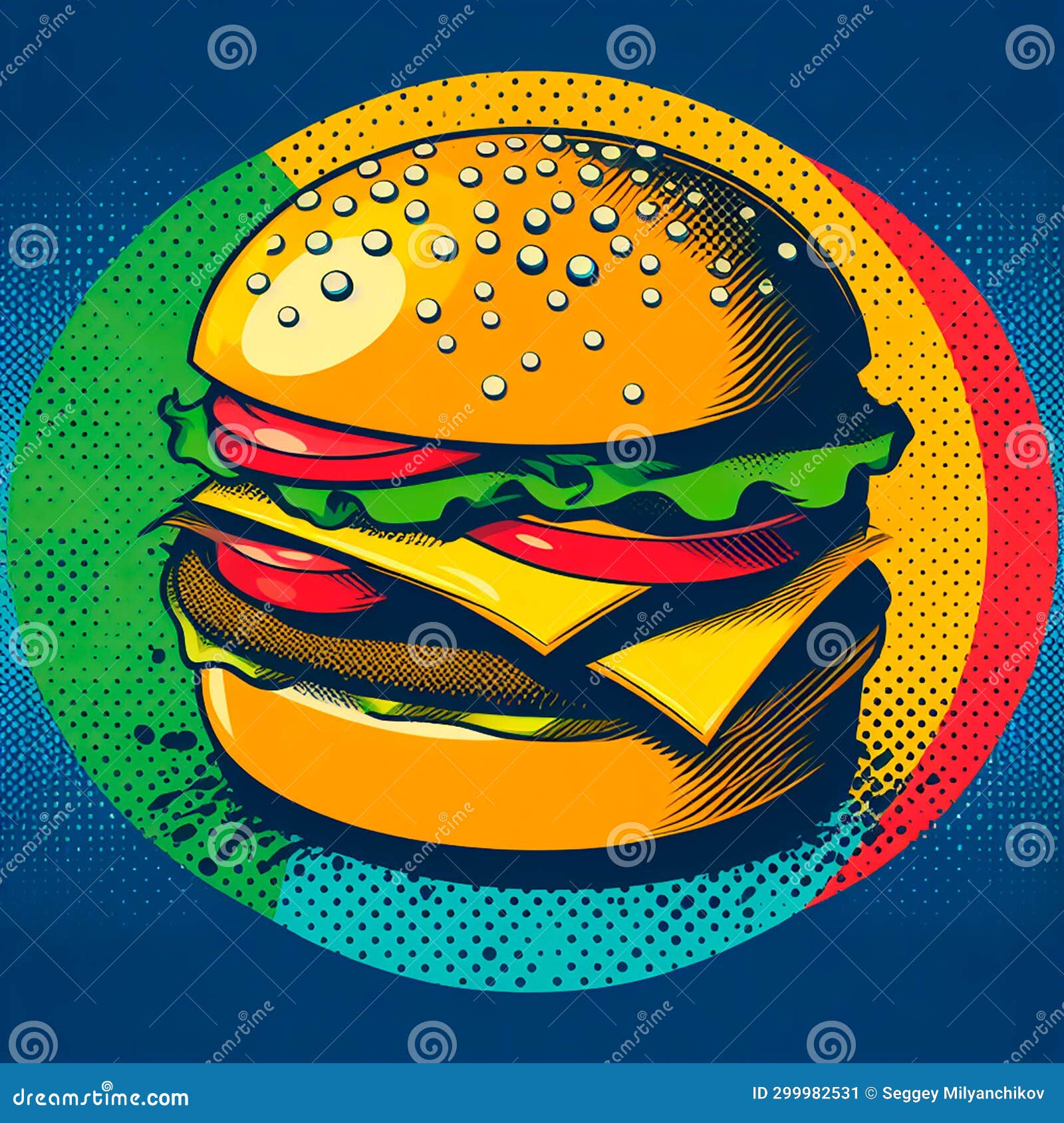 Colored Burger with Cheese and Vegetables for Advertising and Menu ...