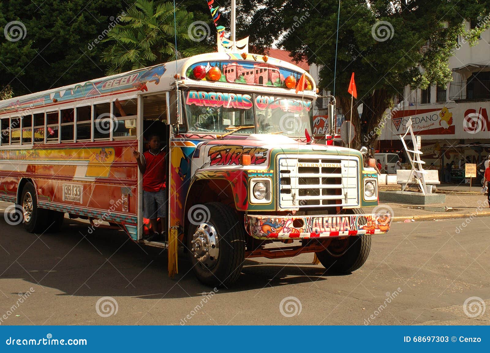 Colored Bus Children, Colon Panama Editorial Stock Photo - Image of ...