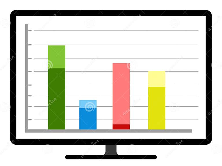 Colored Business Graph on a Computer Screen Stock Vector - Illustration ...