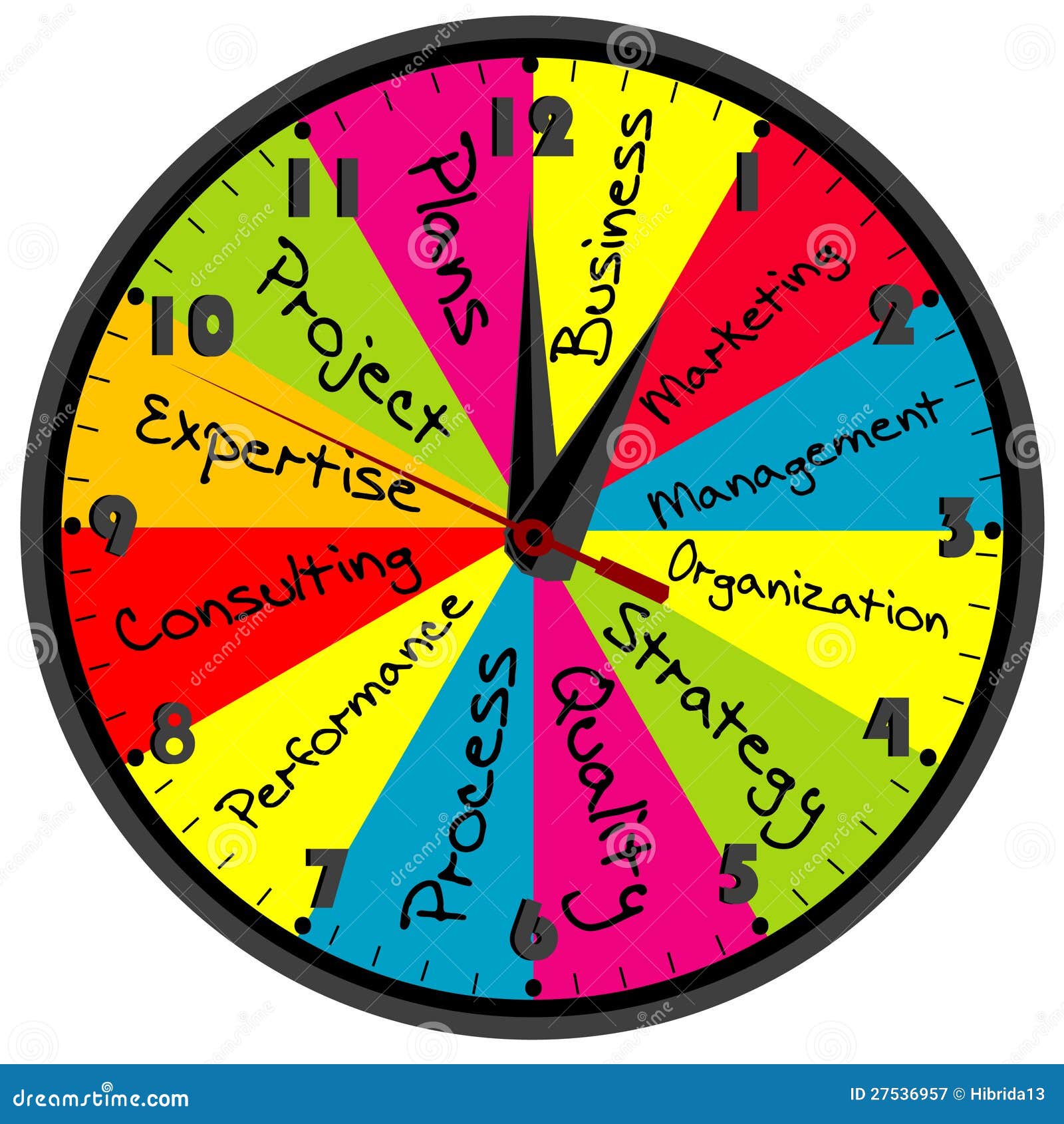 Colored Business Time Wall Clock Stock Illustration - Illustration of ...