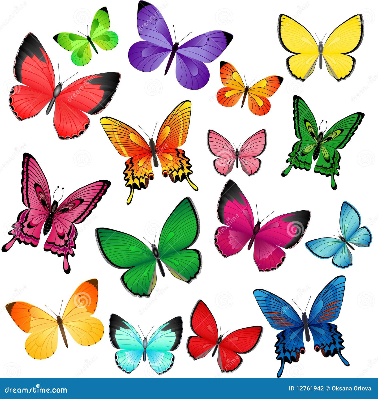 Colored butterflies stock illustration. Image of render - 12761942