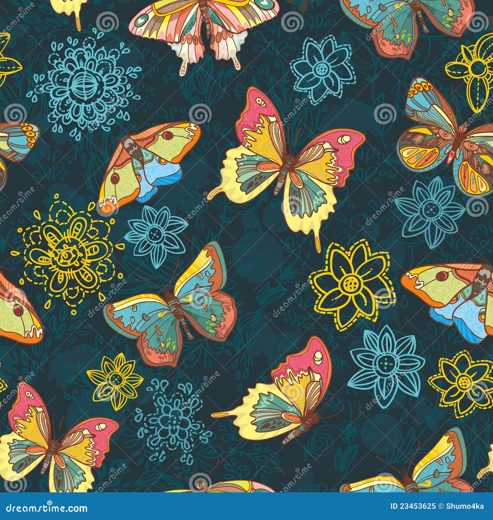 Colored Butterflies Texture Stock Illustration - Illustration of insect ...