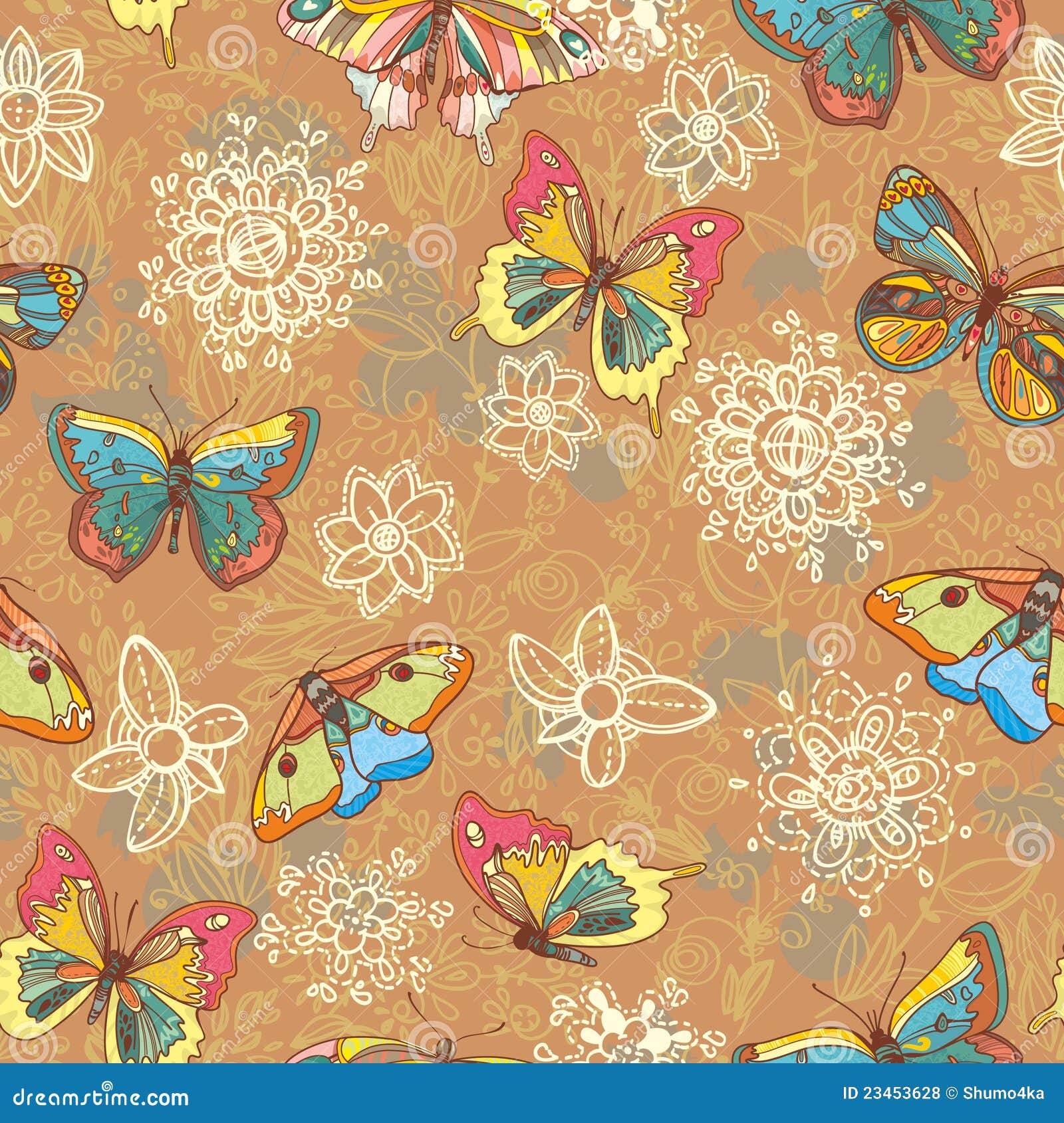 Colored Butterflies Texture Stock Illustration - Illustration of ...