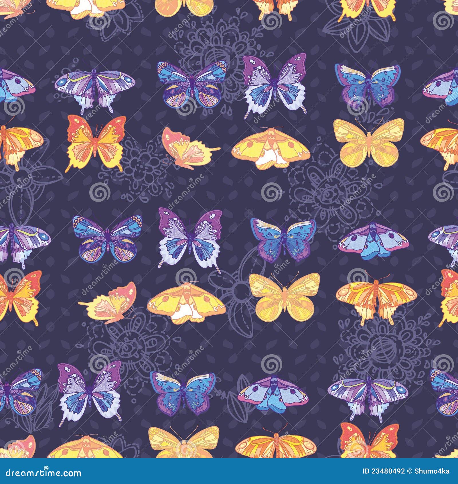 Colored Butterflies Texture Stock Illustration - Illustration of ...