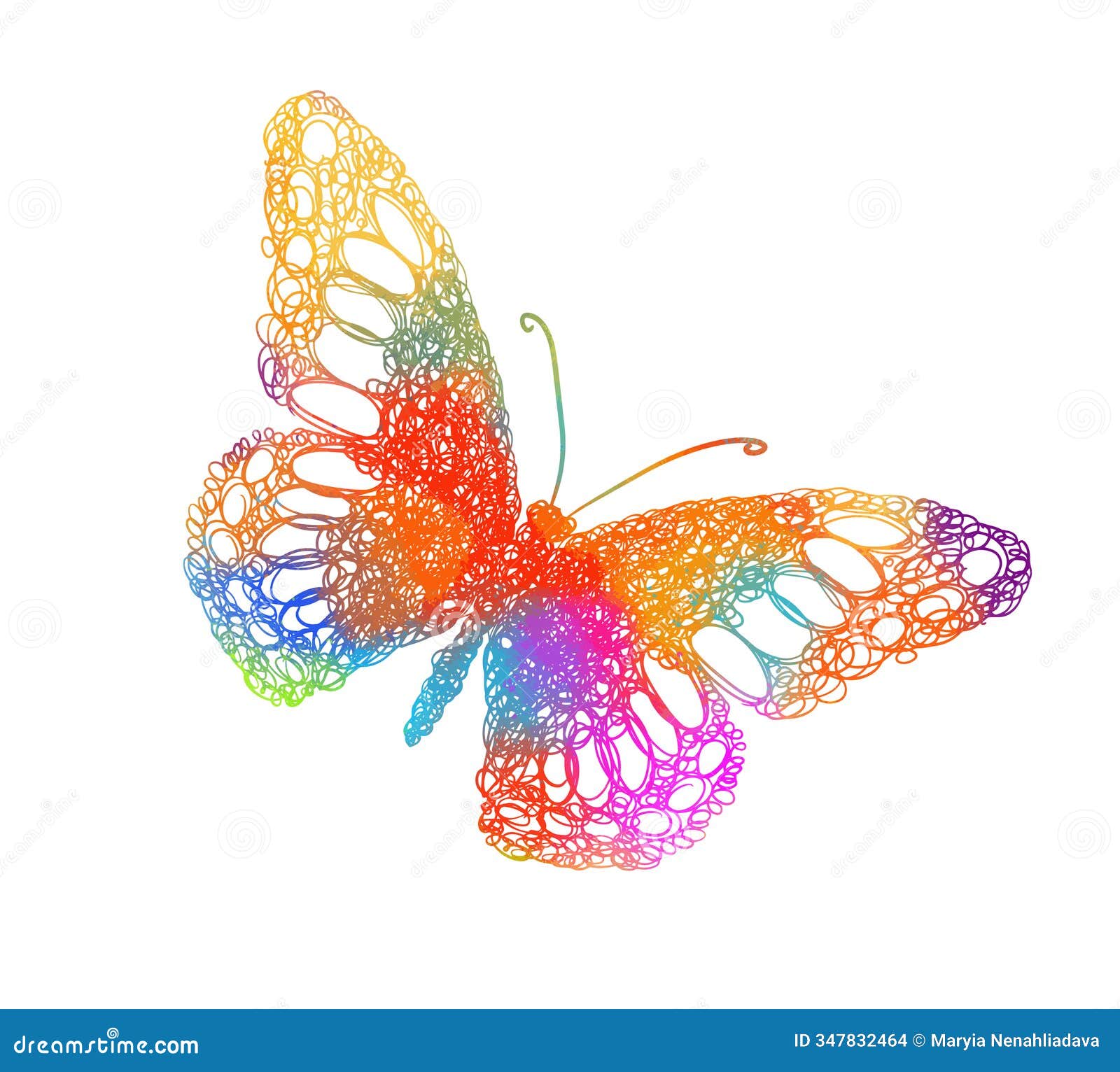 Colored Butterfly. Hand Drawing. Not AI. Vector Illustration Stock ...