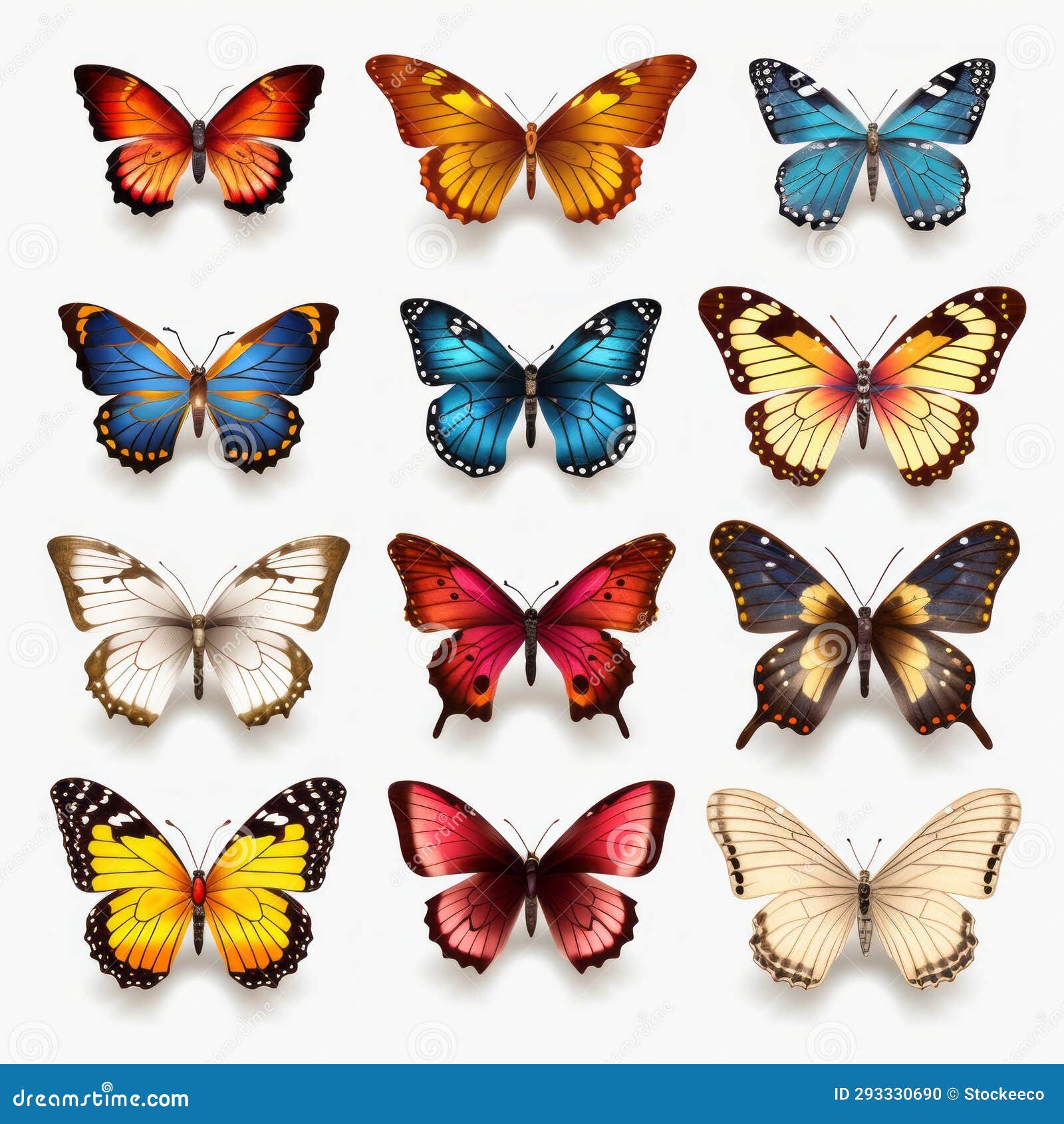 Colored Butterfly Vector Set: Hyper-realistic Details with Transparent ...