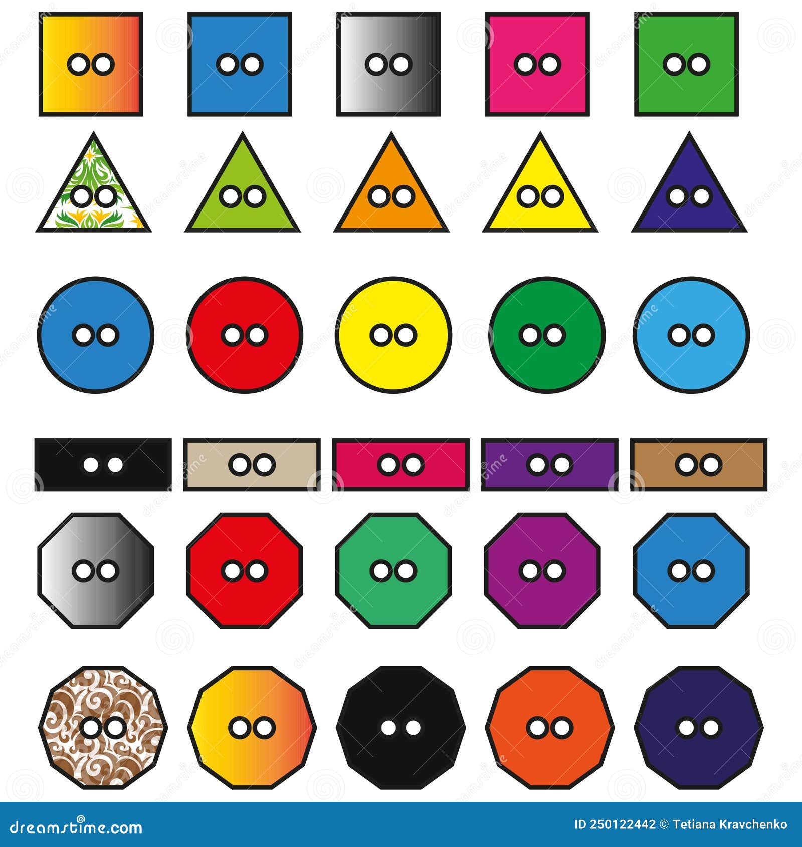 Colored Buttons for Clothes of Different Shapes. Button for Textile ...