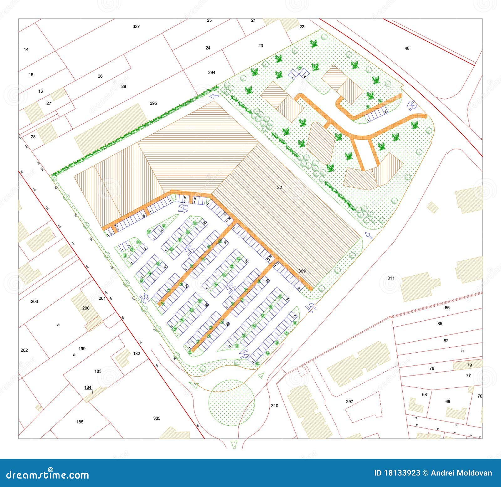 Colored CAD Drawing and Sketch Stock Illustration - Illustration of ...