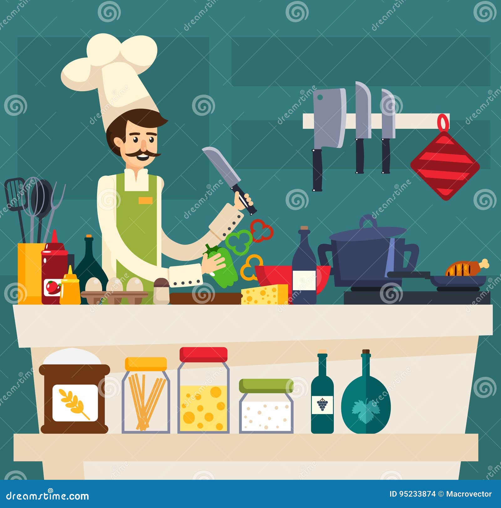 Colored Cafe Worker Composition Stock Vector - Illustration of design ...