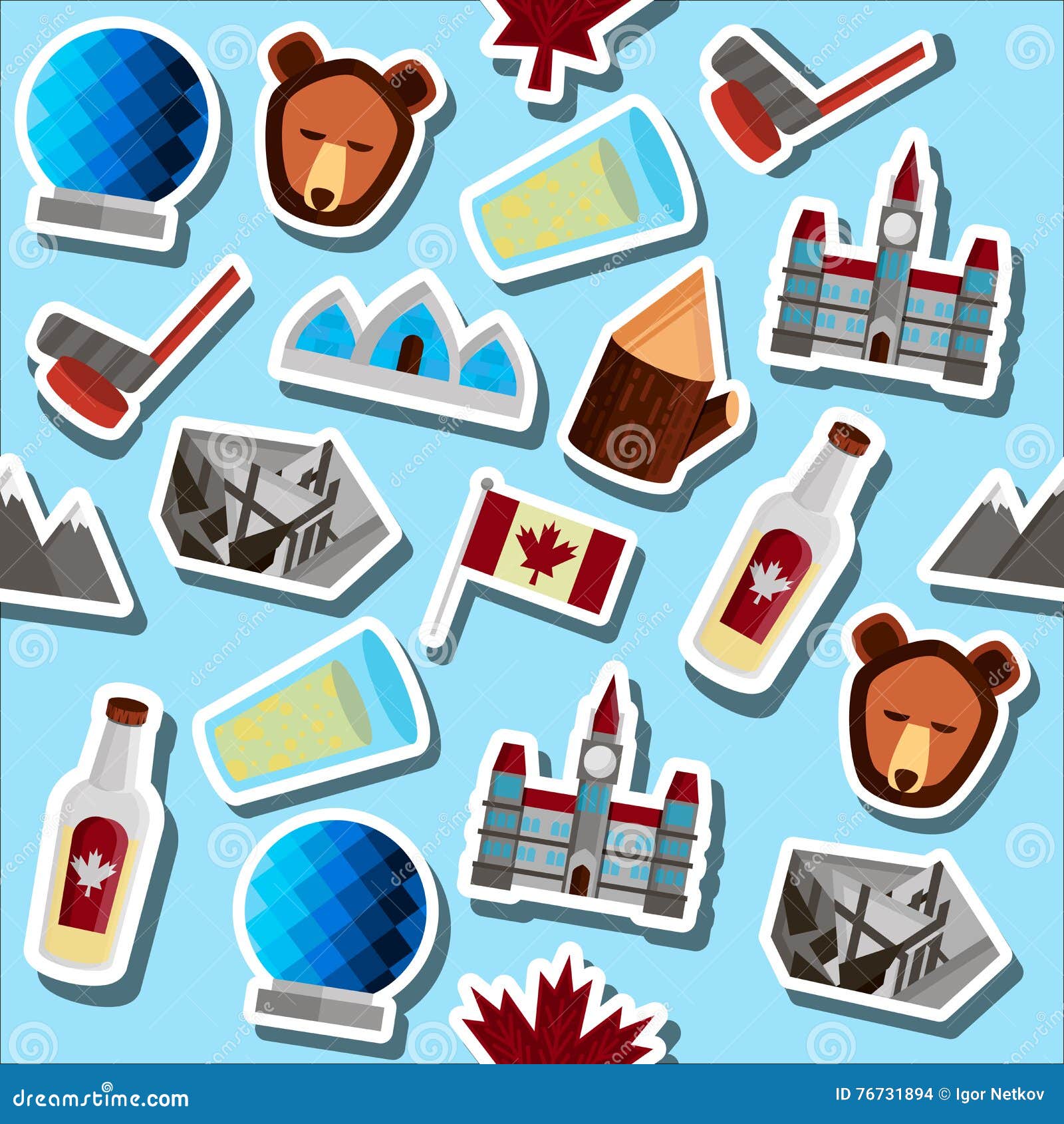 Colored Canada Symbols Pattern Stock Vector - Illustration of country ...