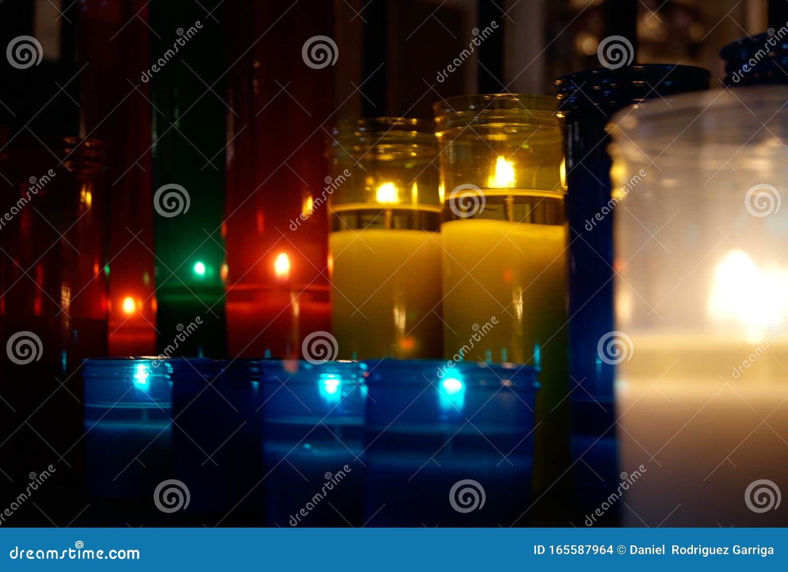Colored Candles of Faith and Hope Stock Photo - Image of meditating ...